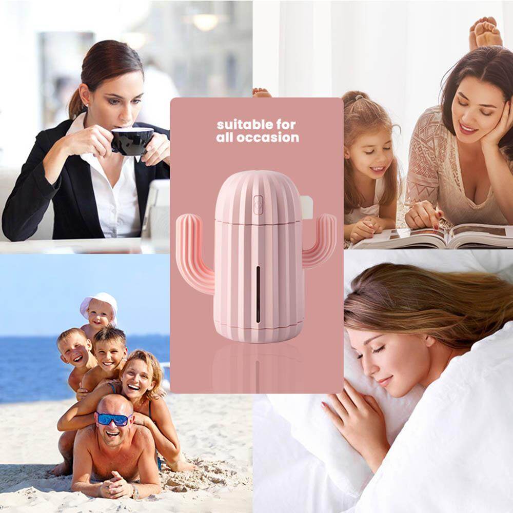 340ML USB Ultrasonic Air Humidifier Cactus Timing Aromatherapy ...