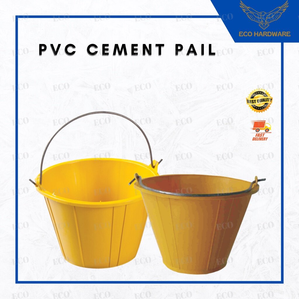 【Eco Hardware & Necessary】Quality PVC Yellow Cement Pail/Steel Handle ...
