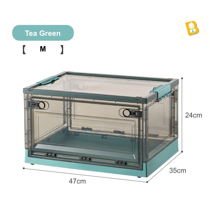 BabyBoss Transparent Storage Box With Wheels Double Doors Foldable ...