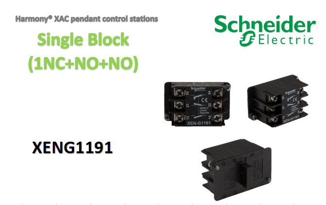 SCHNEIDER XENG1191 single block, spring return contact blocks (front ...