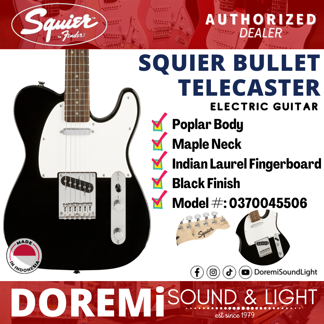 Squier Bullet Telecaster Electric Guitar, Laurel FB, Black #0370045506 ...