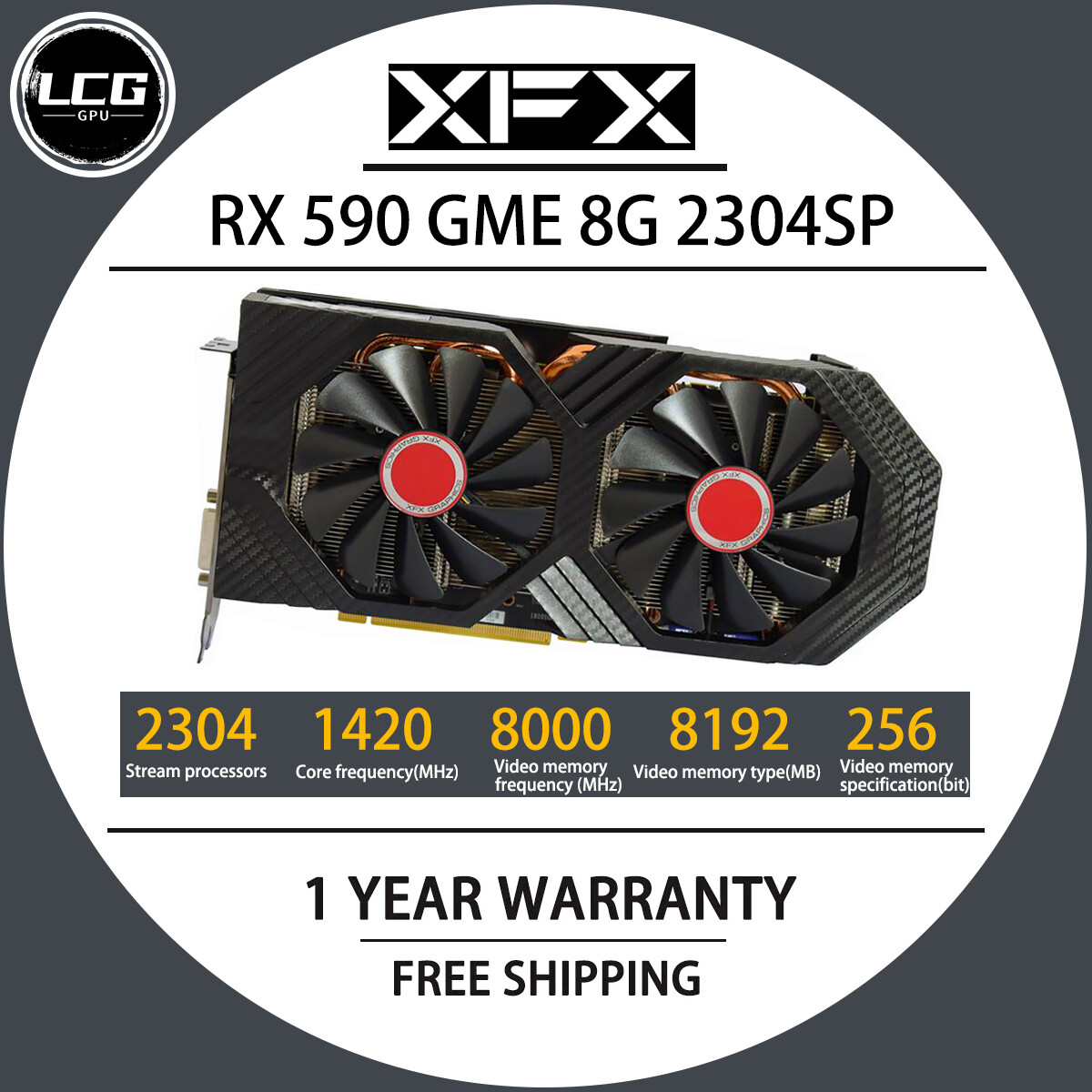 XFX Radeon RX 590 8GB RX 590 GME 2304sp GDDR5 256bit Gaming xfx-radeon-rx-590-8gb-rx-590-gme-2304sp-gddr5-256bit-gaming