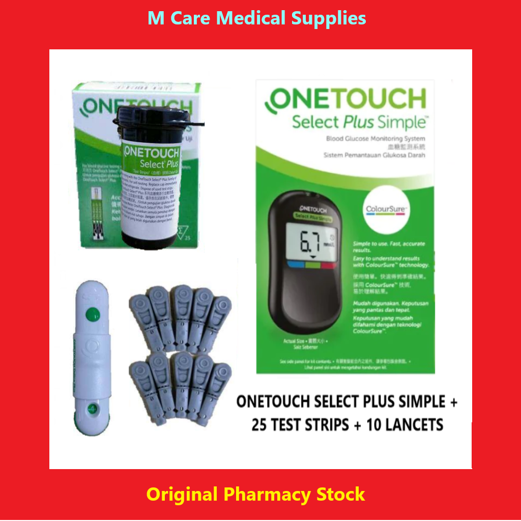 ONETOUCH SELECT PLUS SIMPLE + ONETOUCH SELECT PLUS 25 TEST STRIPS | Lazada