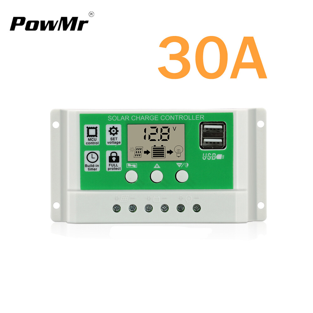 PowMr 30/20/10A PWM Solar Charge Controller 12v 24v Auto With LCD Display Dual USB Solar ...