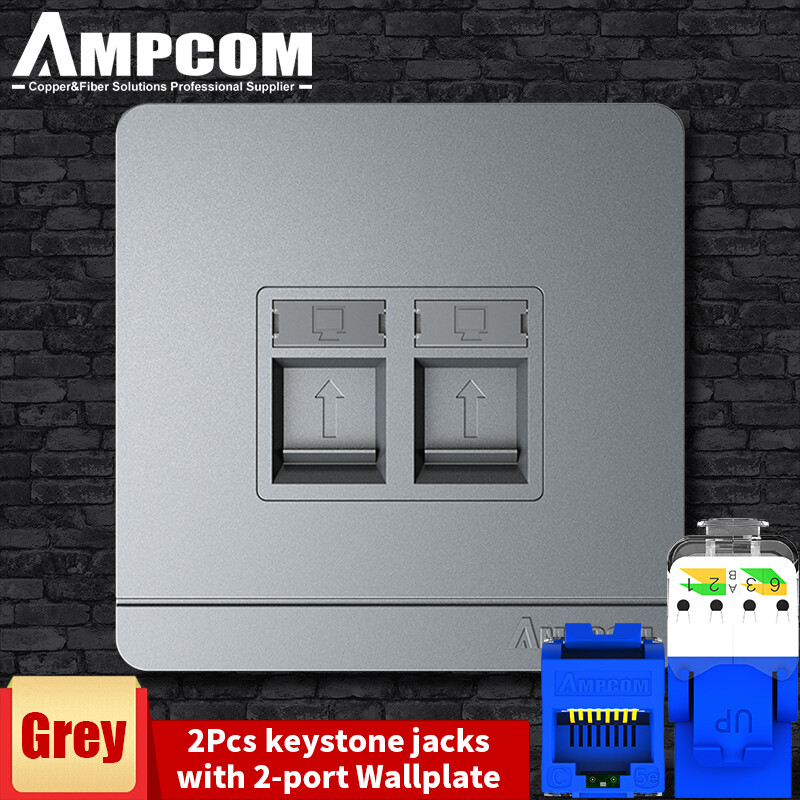 AMPCOM Keystone Jack Package, 86mm Faceplate with CAT5E 1Gbps UTP ...