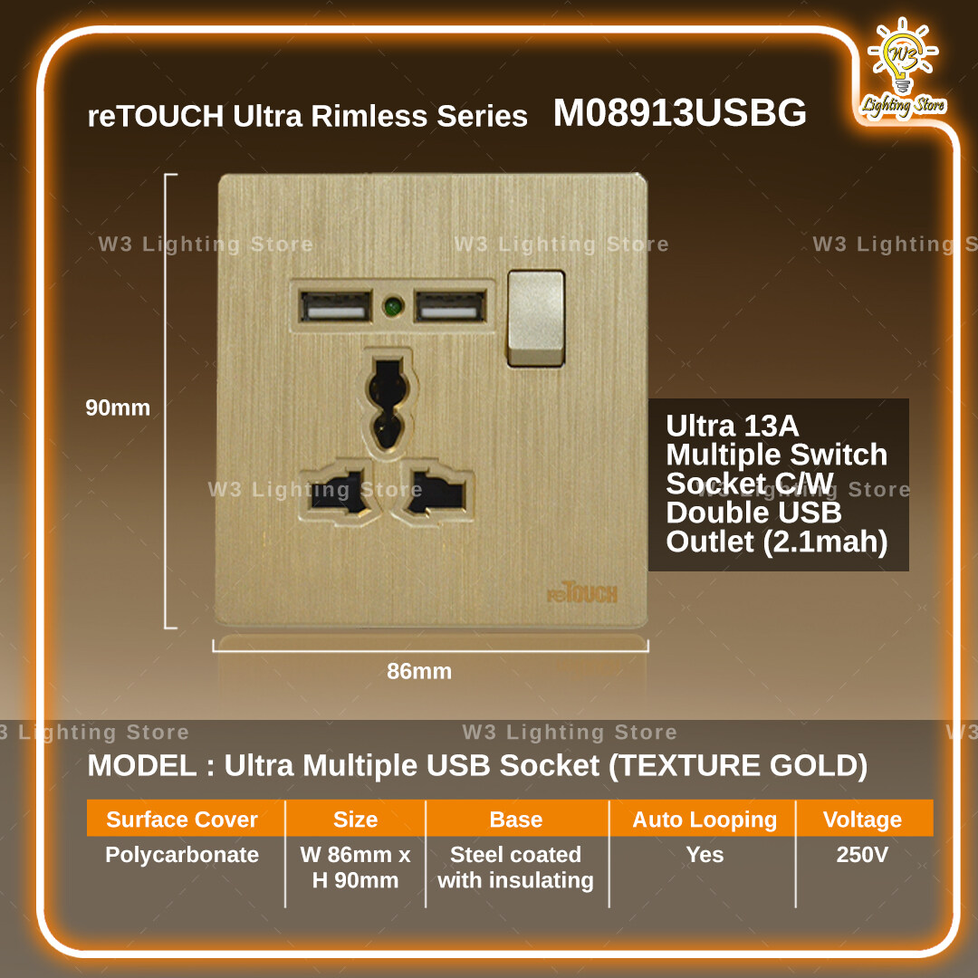 [TEXTURE GOLD] reTouch Ultra Rimless Series 16A Switches Switch ...