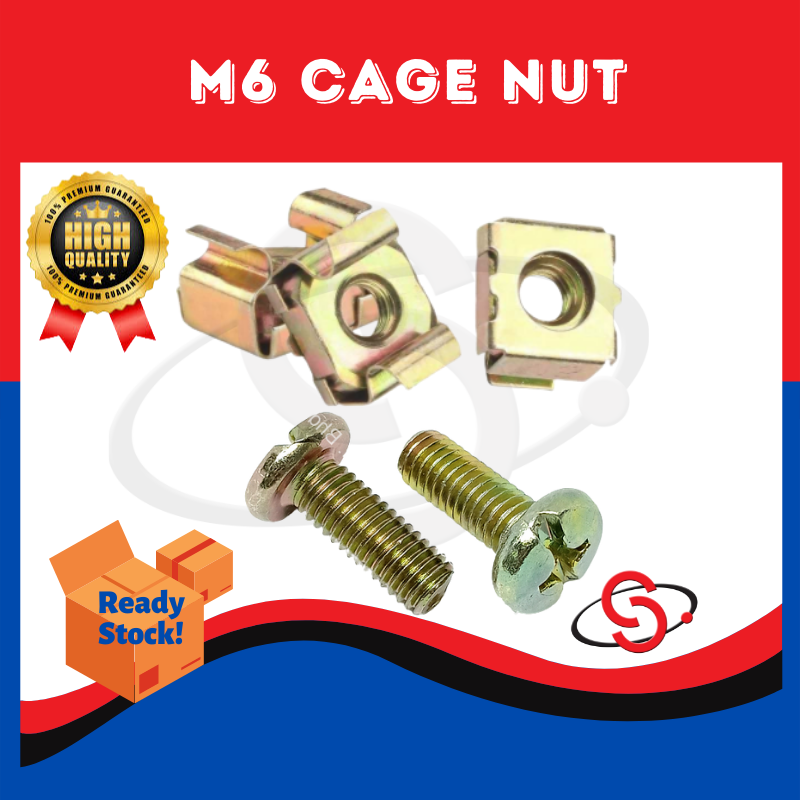 SCM M6 Zinc Plated Floating Nut Cage Nut Fastener 镀锌卡扣机柜螺母 Server Rack ...