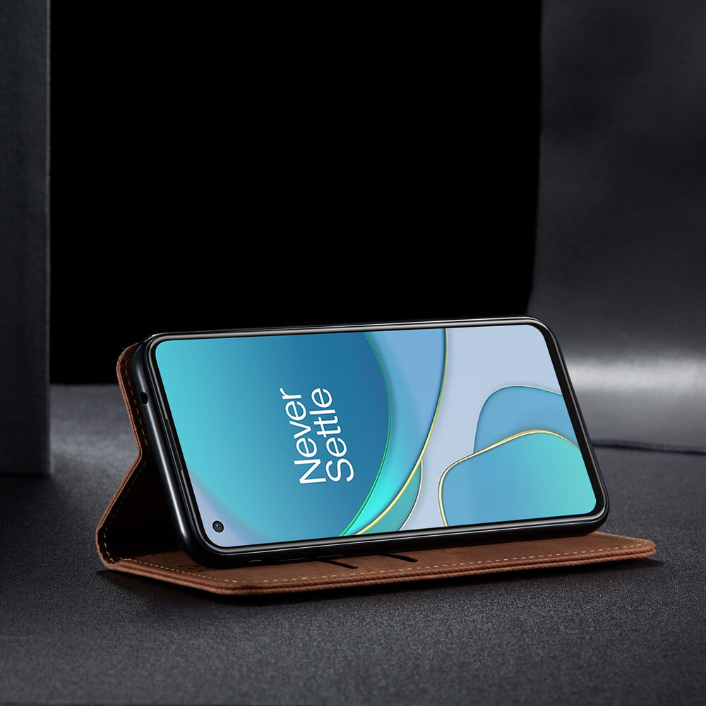 OnePlus 8T Case, RUILEAN Retro Denim Leather Flip Wallet Stand Casing ...