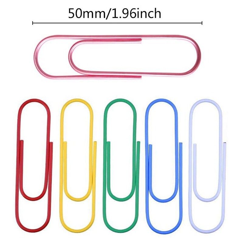 Pack of 300 Paper Clips Assorted Colours Large Paper Clips Colourful ...