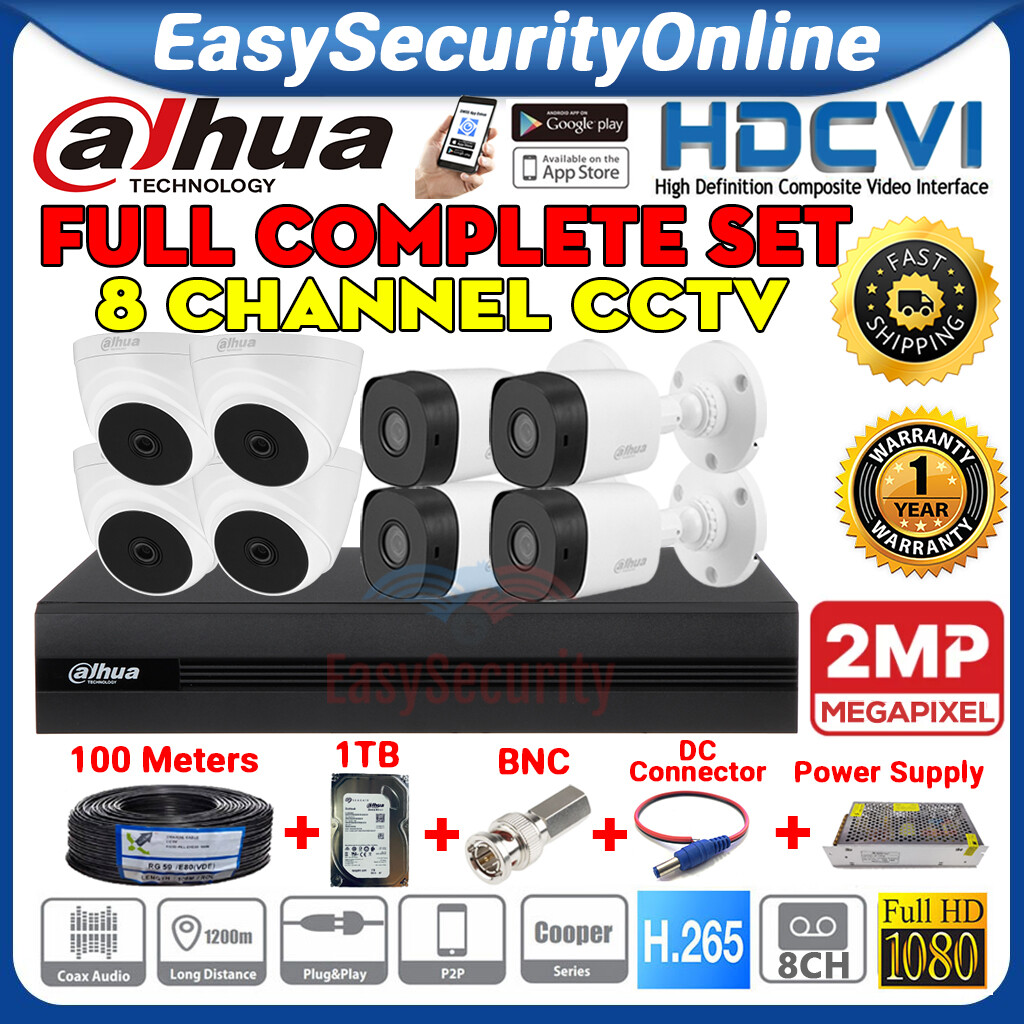DAHUA 2MP Full Set DIY 8-CHANNEL Full HD 1080P CCTV 8CH DVR + Camera ...