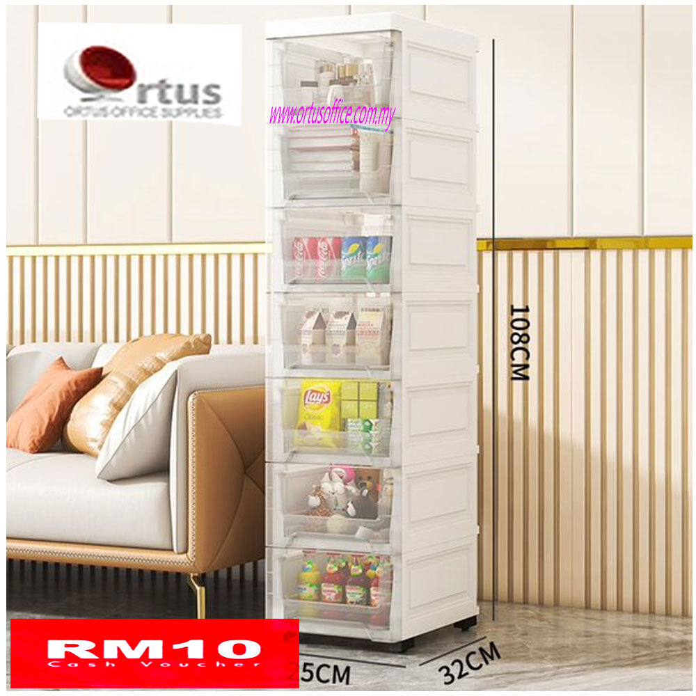3 / 5 / 7 Tier Plastic Drawer Cabinet - Transparent Slim Design ...