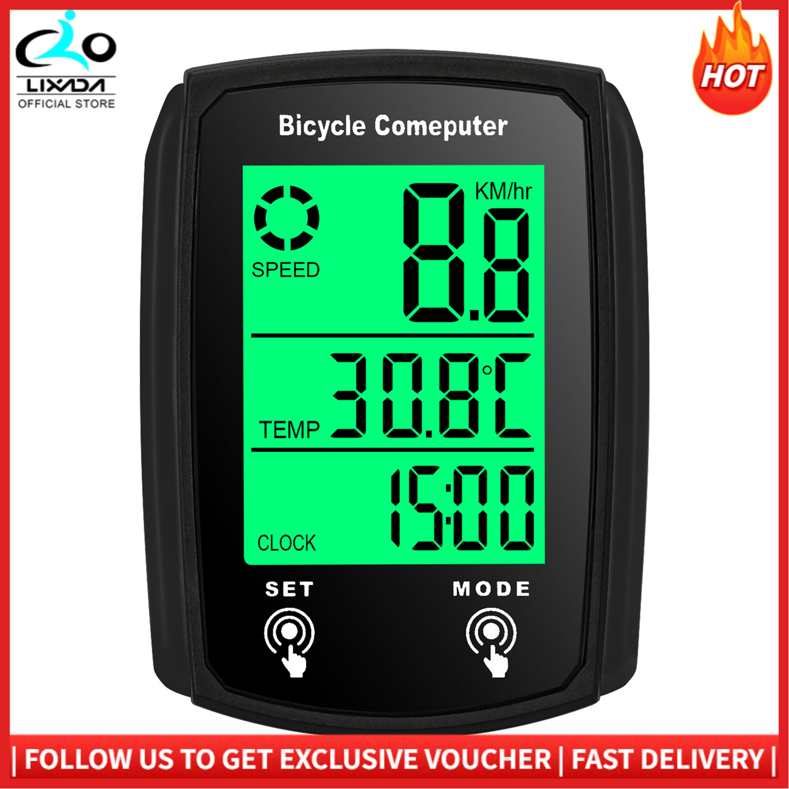 [LIXADA Official Store] คอมพิวเตอร์จักรยานแบบมีสาย19ฟังก์ชั่น Touch ...