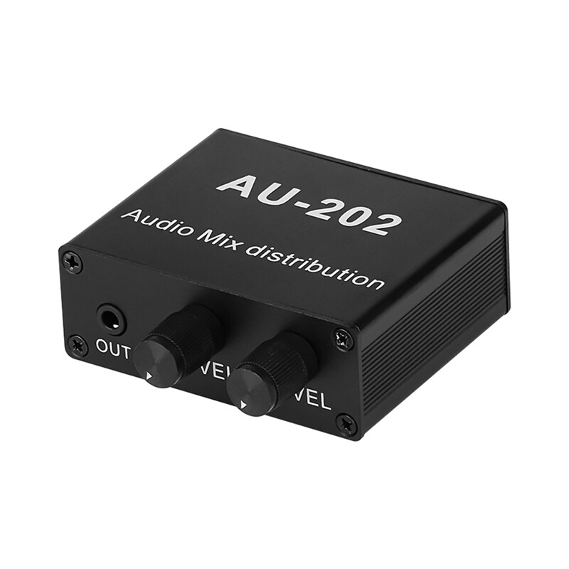 AU-202 Stereo Audio Mixer Distributor for Headphone External Power ...