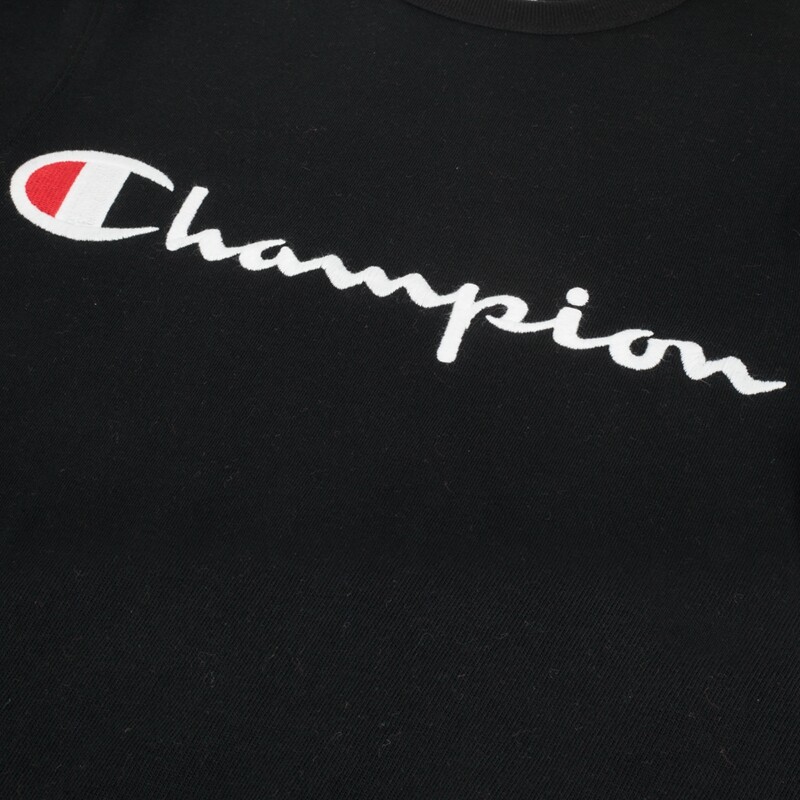 Champion Logo Embroidered Cursive Round Neck Short-Sleeve T-Shirt ...