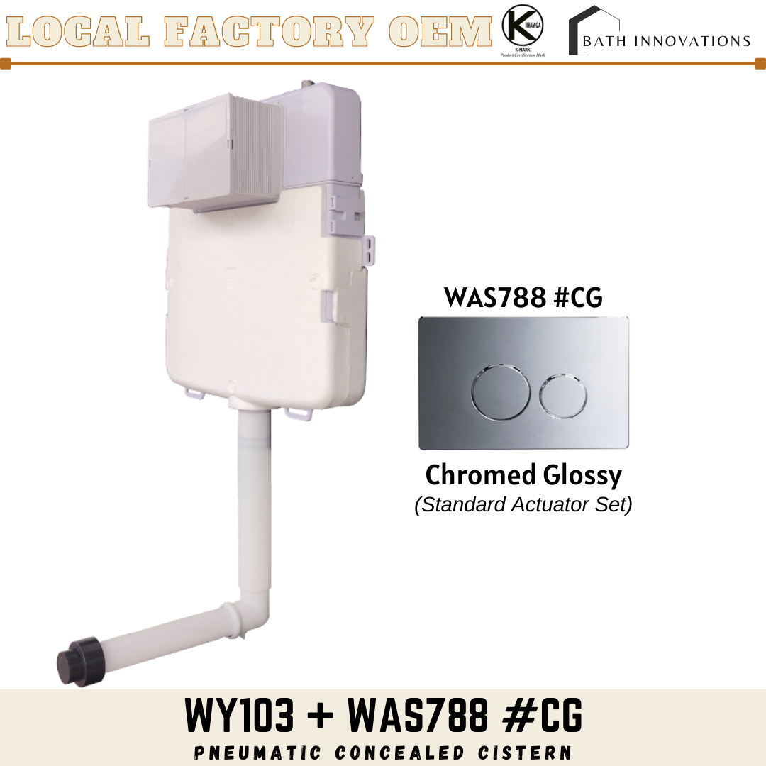Pneumatic Concealed Cistern For Toilet c/w Pneumatic Actuator Set - Button Plate & Base ...