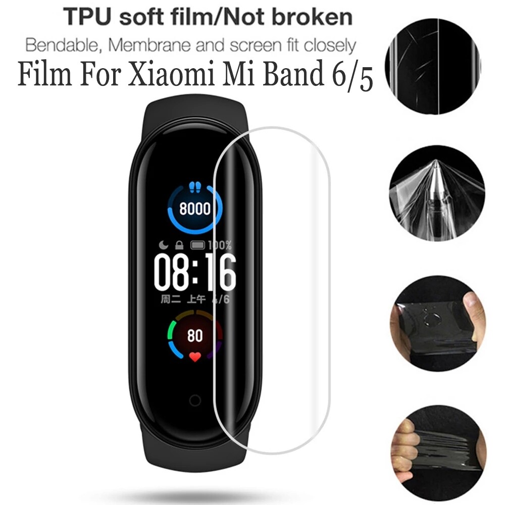 ฟิล์มกันรอยสำหรับ Xiaomi Mi Band 6 5 3ชิ้น,ฟิล์มกันรอยหน้าจอ HD Mi Band6 Miband 5ฟิล์มกันรอย TPU ...