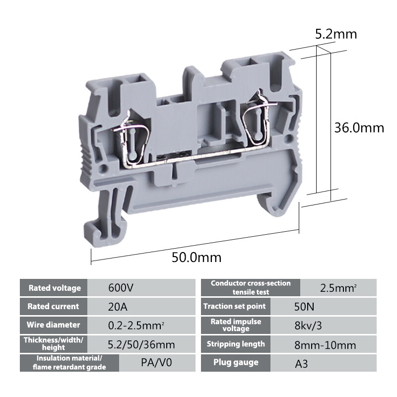 10Pcs ST-2.5 Wire Connectors Return Pull Spring Wiring Din Rail ...