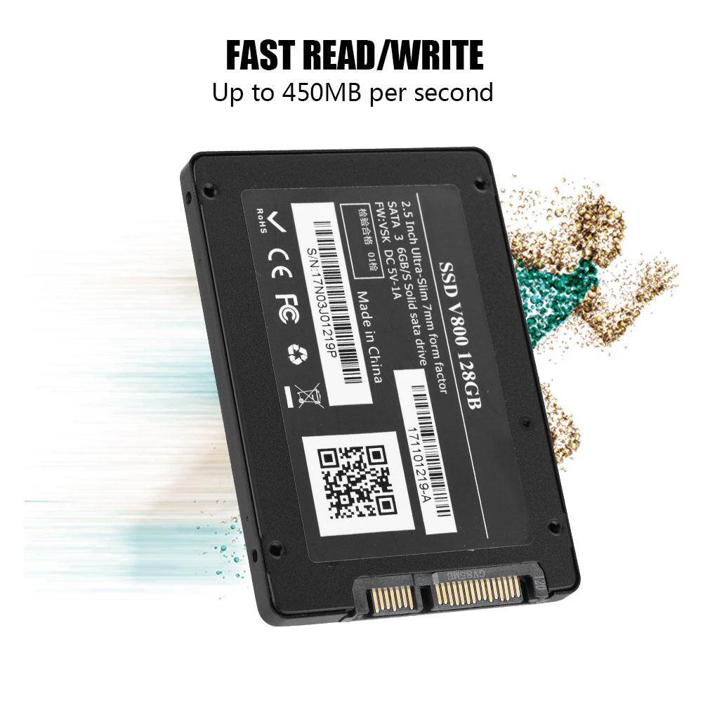 128G SSD SATA ฮาร์ดดิสก์แบบพกพา 2.5in สำหรับโน็คบุคตั้งโต๊ะ PC สีดำ ...