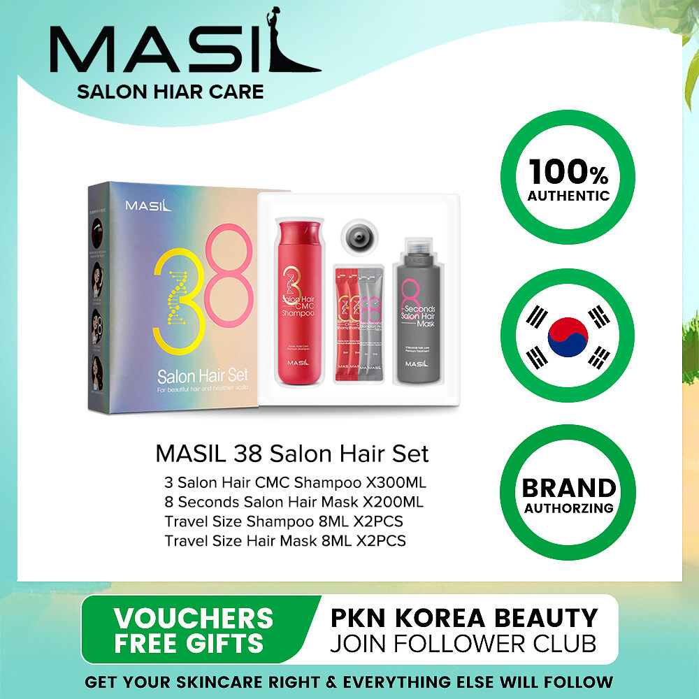 MASIL 38 Salon Hair Gift Set, 3 Salon Hair CMC Shampoo x300ML, 8 Seconds Salon Hair Mask x200ML ...