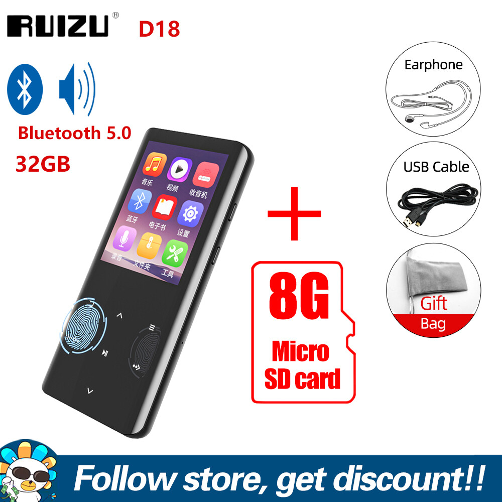 RUIZU D18 Bluetooth MP3 MP4 Player With Built-in Speaker Protable 32GB ...