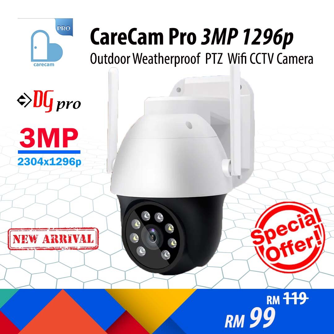 Carecam Pro 5MP 2560x1920p /3MP 1296p Utra HD Outdoor PTZ Weatherproof ...
