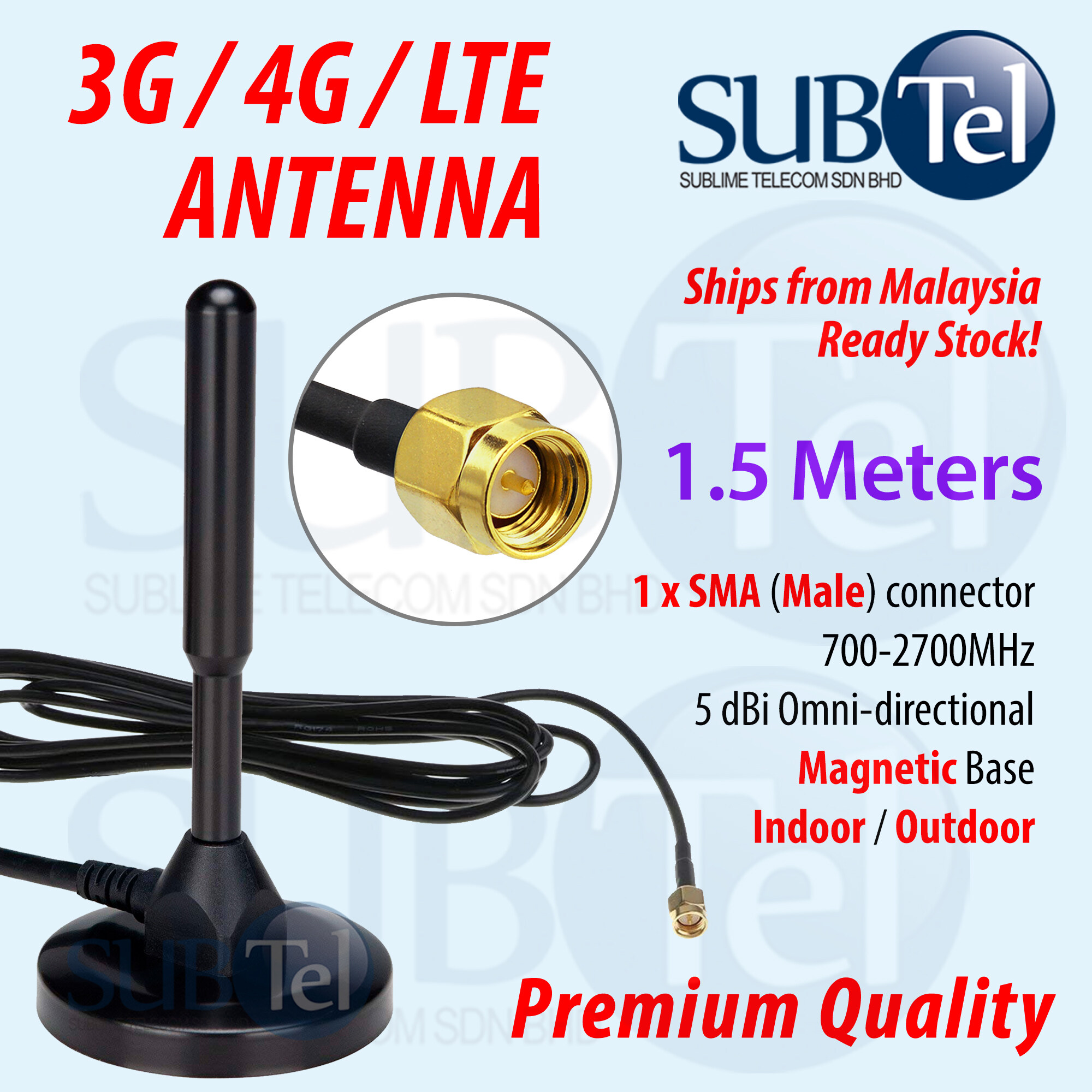 3G 4G LTE High Gain Antenna with SMA Male connector Indoor Outdoor Omni ...