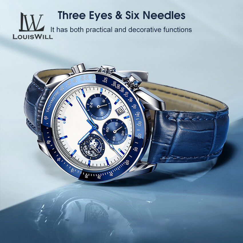 LouisWill Men Watches Genuine Leather Casual Fashion Business Watch Men ...