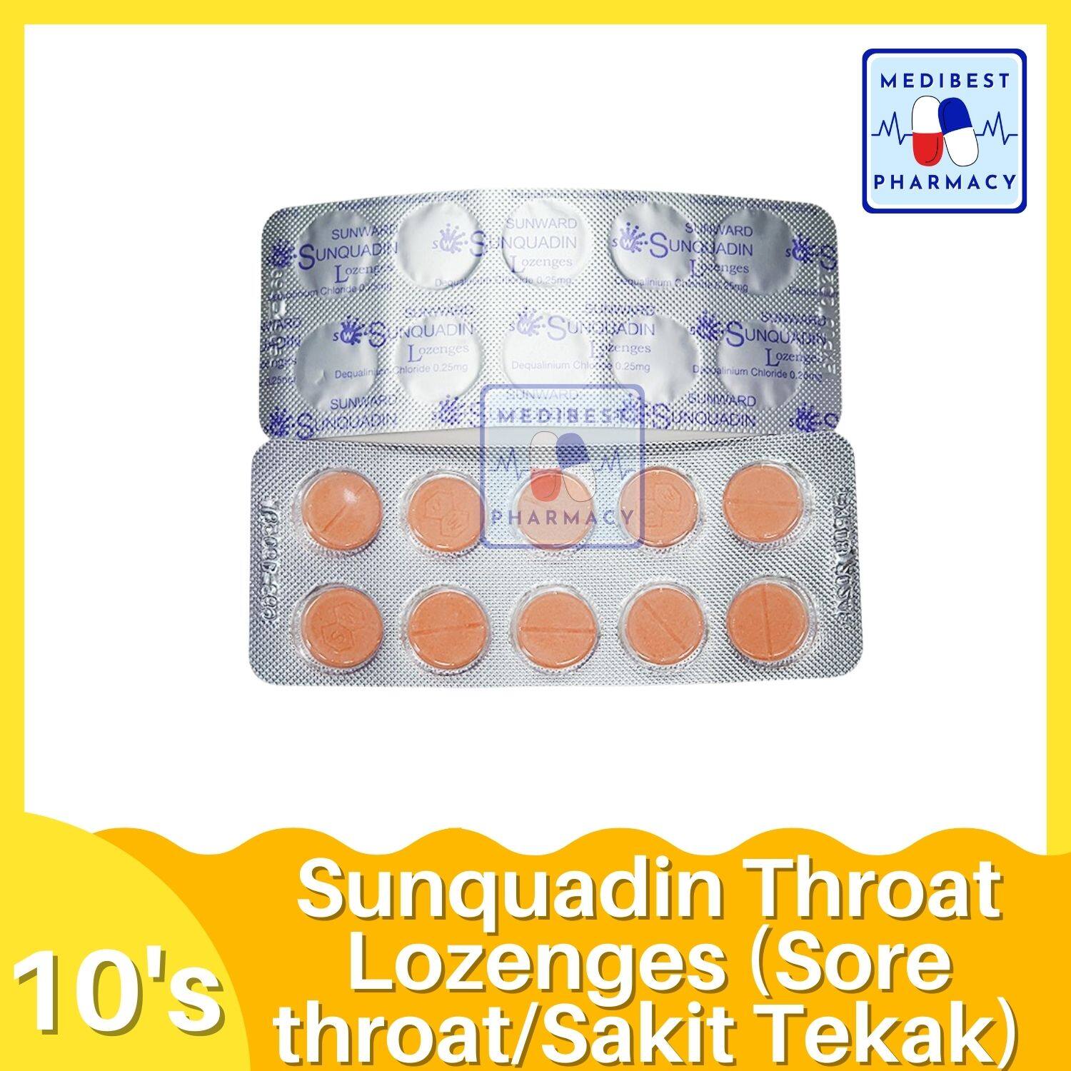Sunquadin Throat Lozenges Anti Bacteria (Sore throat/Sakit Tekak) - 10 Tablets/ Strip | Lazada
