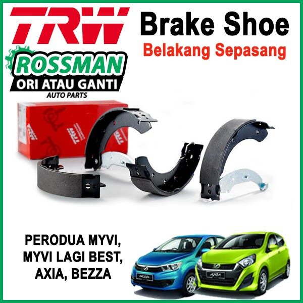 TRW REAR BRAKE SHOE FOR PERODUA MYVI, MYVI LAGI BEST, AXIA, BEZZA (REAR ...