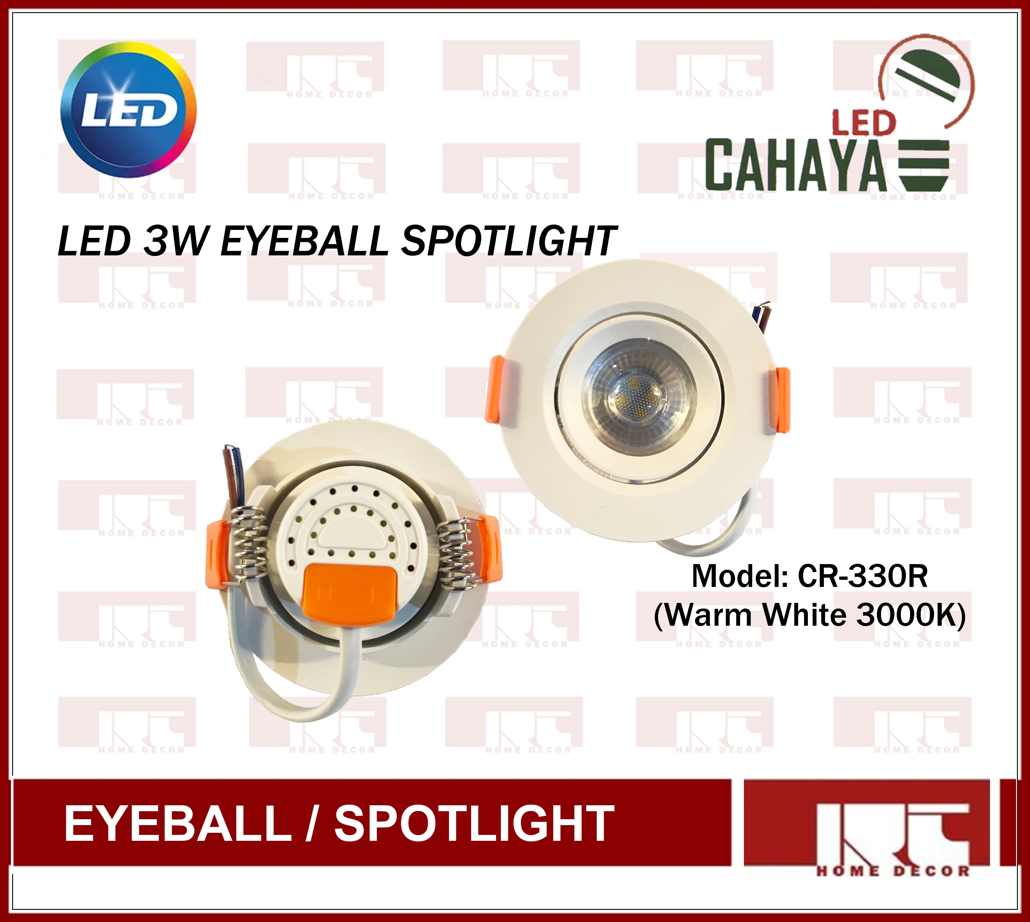 LED CAHAYA 3W EYEBALL LIGHT / LED SPOTLIGHT 3W WARM WHITE 3000K ...