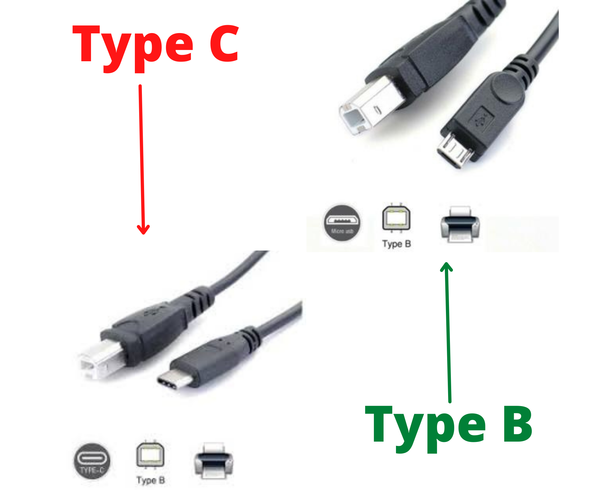 3.2ft Micro USB Male To USB B Type Male Data OTG Cable For Mobile ...