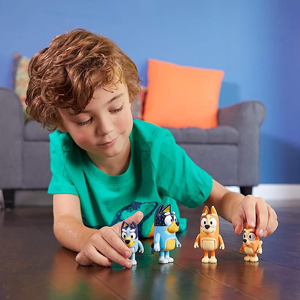 4ชิ้น Bluey ของเล่นครอบครัวรูปตลกตุ๊กตาสุนัขน่ารักห้องเด็กตกแต่งบนโต๊ะ ...