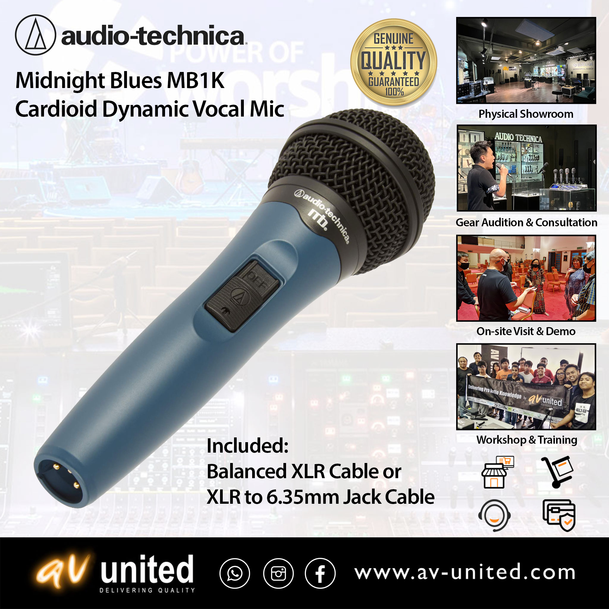 Audio Technica MB1k/c Handheld Cardioid Dynamic Vocal Microphone with ...