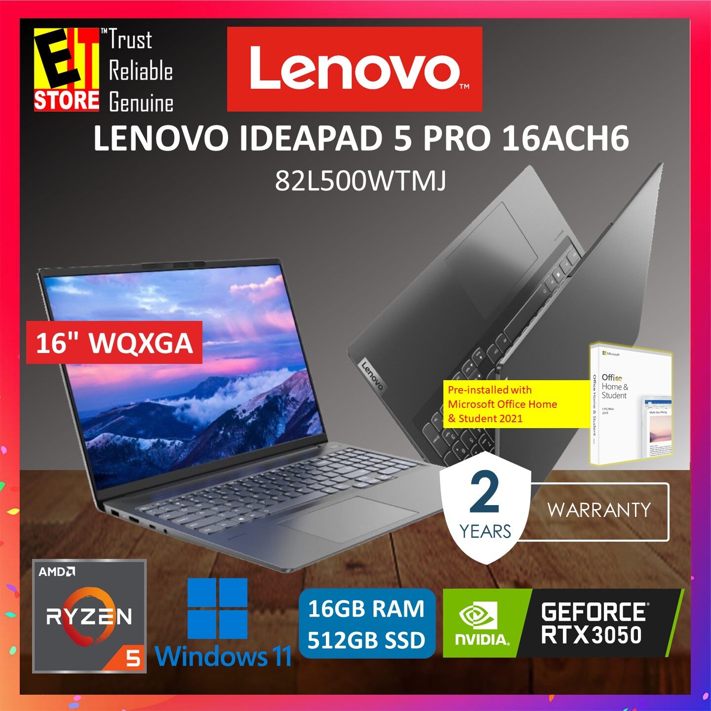 LENOVO LAPTOP IDEAPAD 5 PRO CREATOR (RYZEN 5-5600H/16GB/512GB SSD/4GB ...