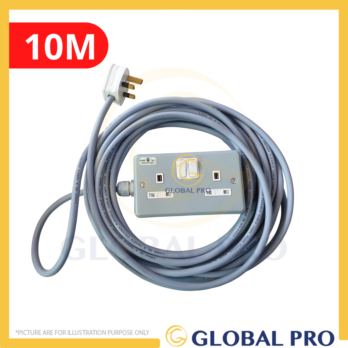 MK 5M / 10M 2 Way x 13amp Metal Clad Heavy Duty Portable Socket ...