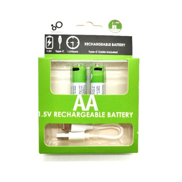 AA AAA C D 9V 18650 1.5v 3.7v Li-Ion Rechargeable Battery Type-C USB ...