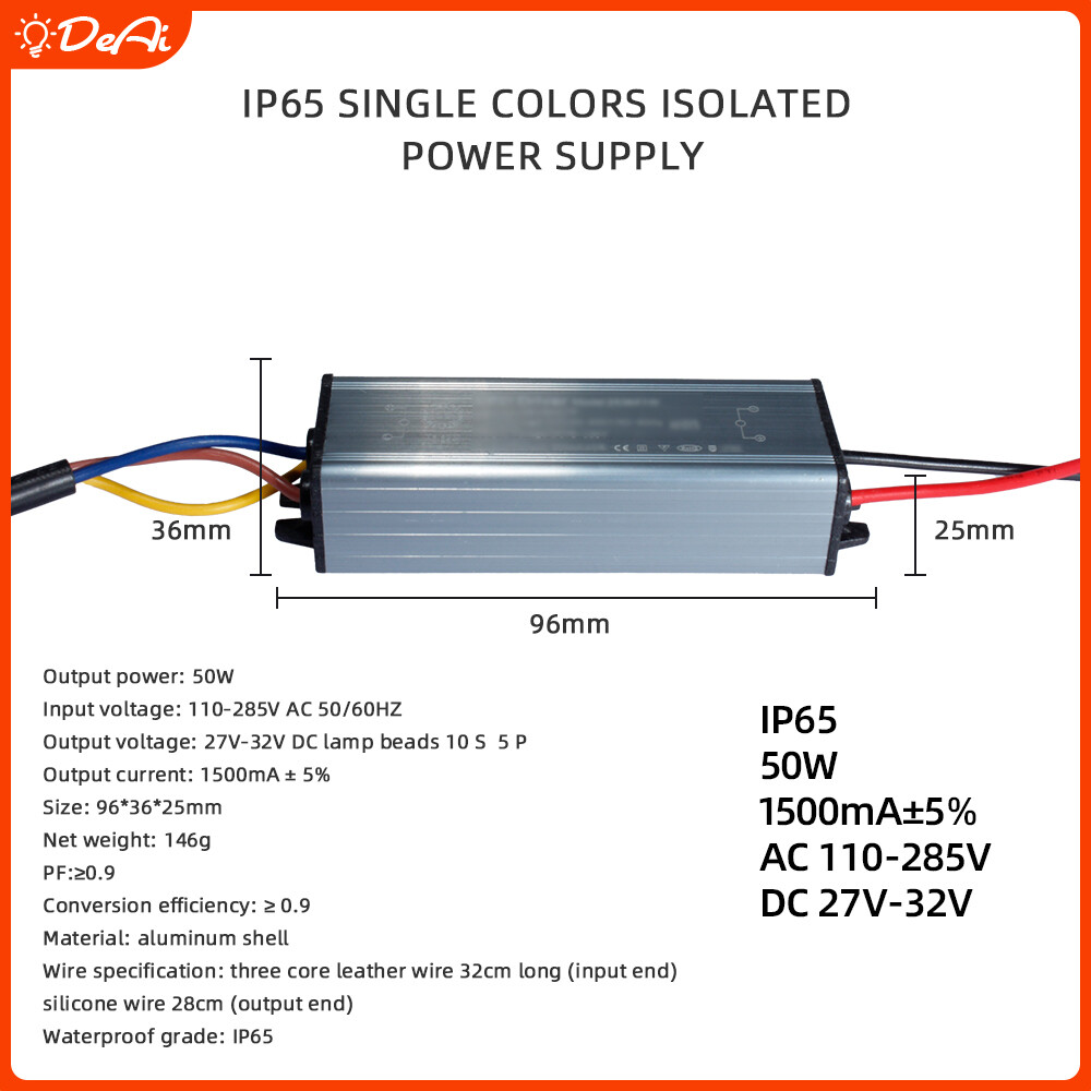 LED Driver 20W-100W Waterproof LED Power Supply AC110-285V Constant ...