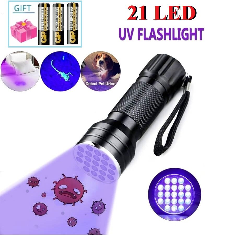 100 LED UV Money Detector Ultra Violet Flashlight Lamp Torch Inspection ...