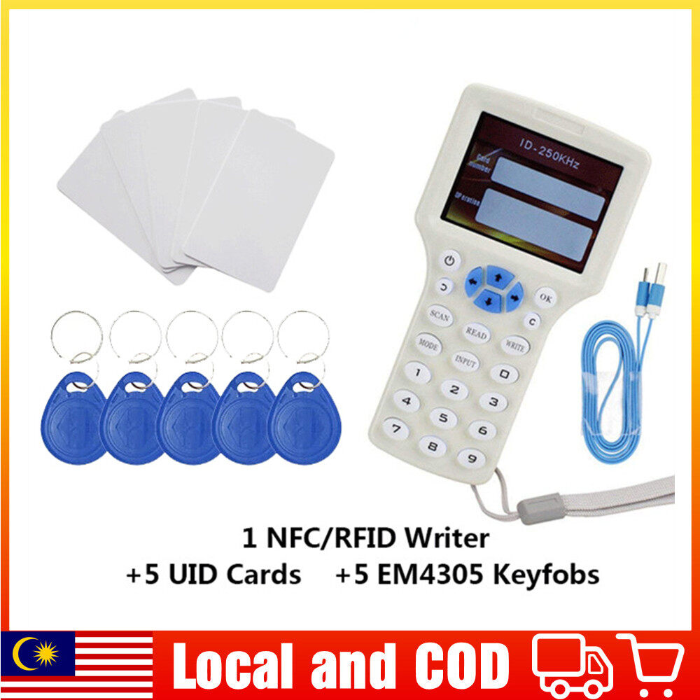 Handheld Rfid Id Card Writercopier Duplicato 5pcs Uid Cards5pcs Em4305 Keyfobs Writable 