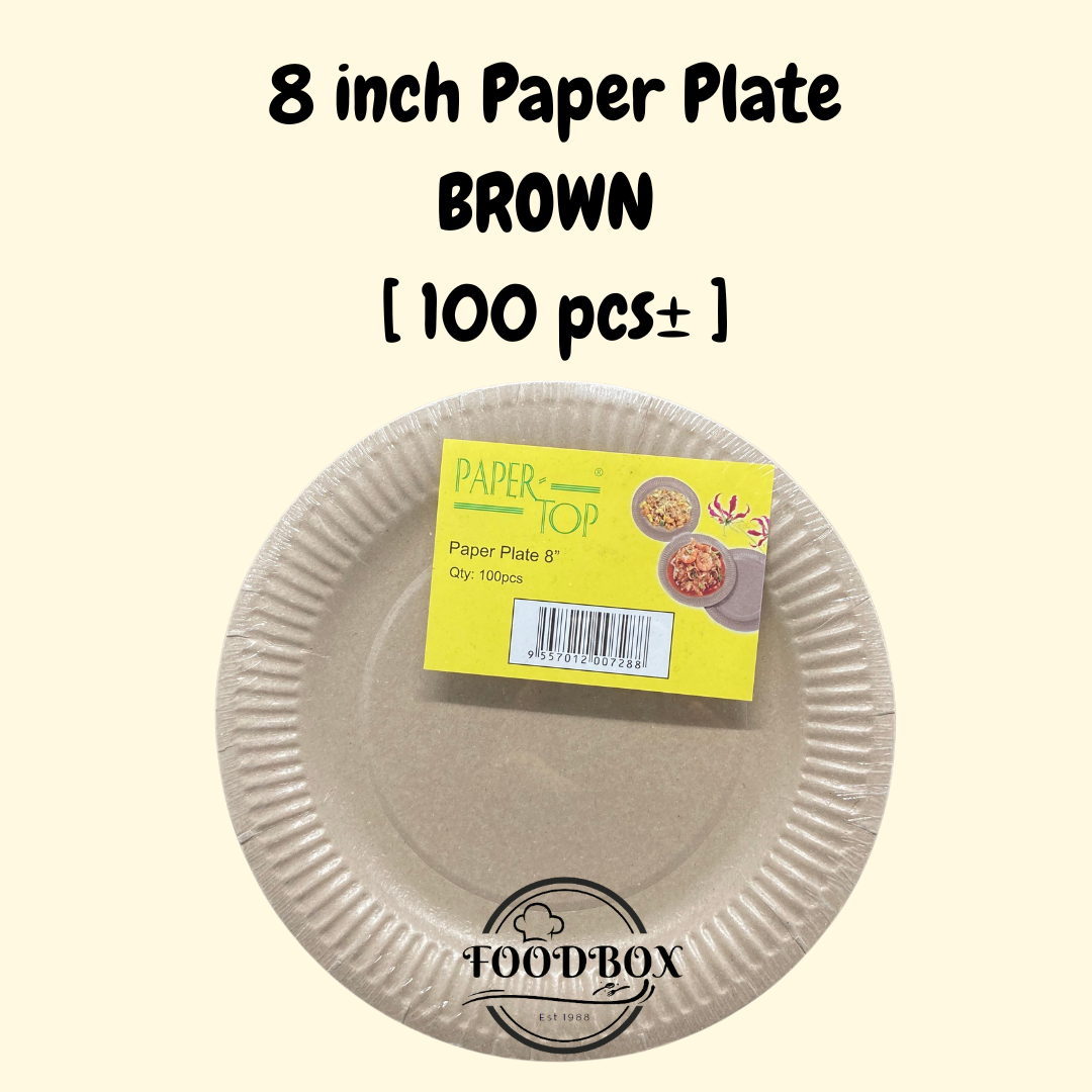 FOODBOX - 8 inch Paper Plate ( 100pcs± ) MUDA Disposable Paper Plate ...