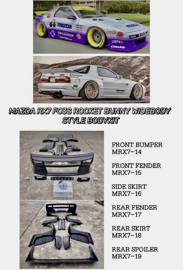 Mazda rx-7 rx7 rx 7 rocket bunny wide bodykit body kit front side rear ...