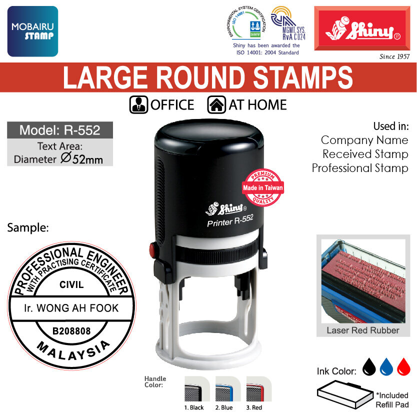 *POS SAME DAY* SHINY Rubber Stamps / Self Inking Stamps Model S851-S855 & Round Stamp model ...