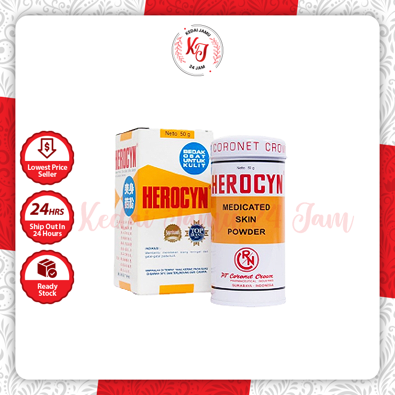Herocyn Skin Powder 50g 85g 150g Bedak Obat Untuk Kulit Bedak Herocyn ...