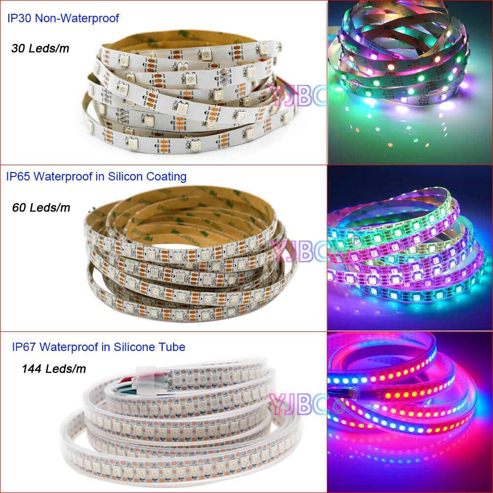 1meters/5meters WS2812B Magic LED Strip Light DC 5V 30/60/74/96/144 ...