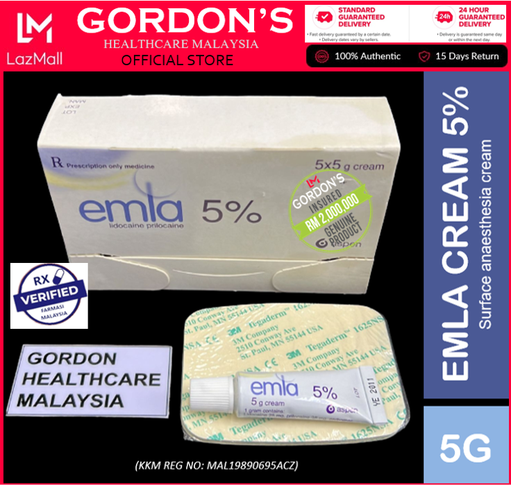 EMLA Cream 5% 5g 1 pack one tube numbing Surface aspen 安麻樂乳膏麻醉膏 | Lazada