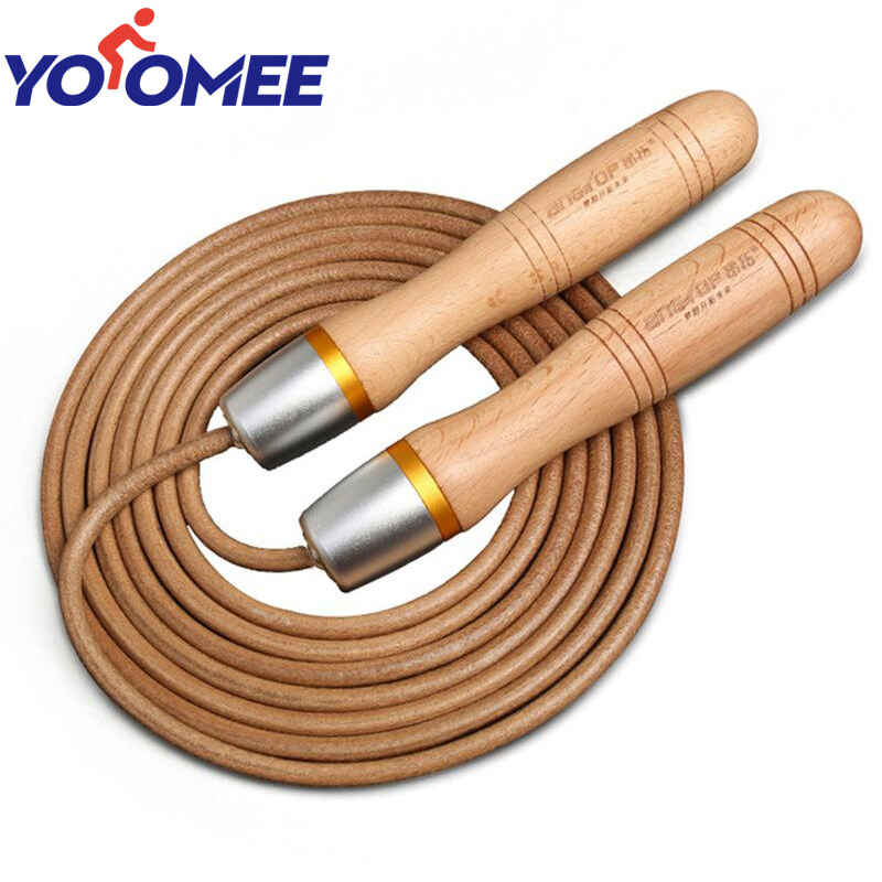 Yoomee New Cowhide Leather Jump Rope Universal Metal Bearing Speed Rope ...