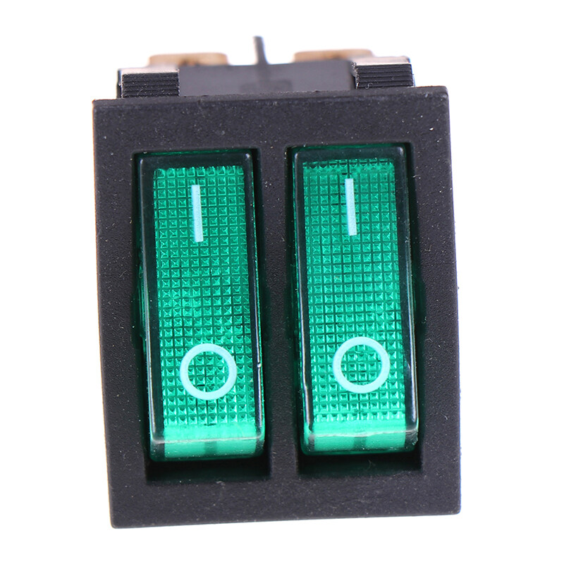 Double boat rocker switch 6 Pin On-Off with green light 20A 125VAC KCD6 ...