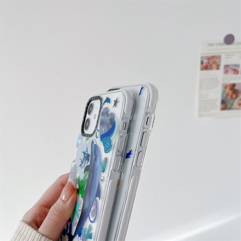 พร้อมสต็อก TiFY【Dolphins Sharks】Soft ซิลิโคน TPU Case iPhone สำหรับ13 ...