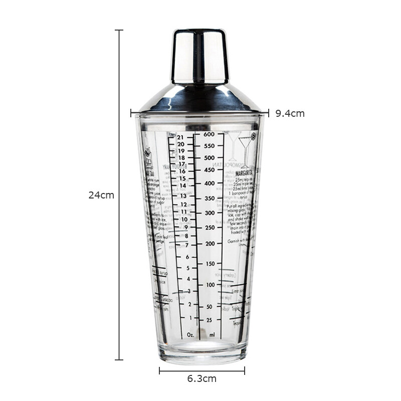 SUBURB 450/600ml 3 Section Detachable Cocktail Shaker Stainless Steel ...