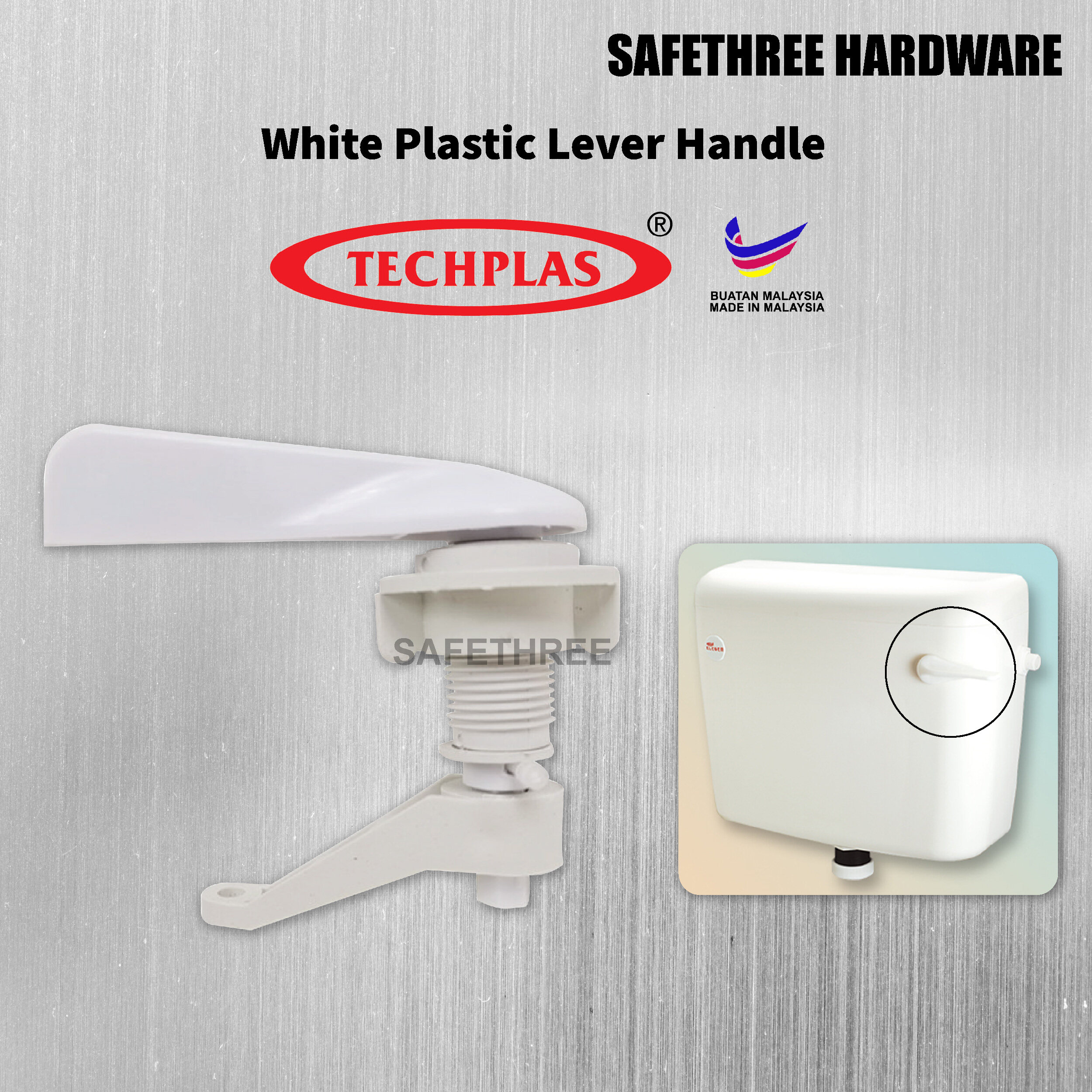 Techplas White PVC Toilet Cistern Flush Handle Front Low Lever Handle ...